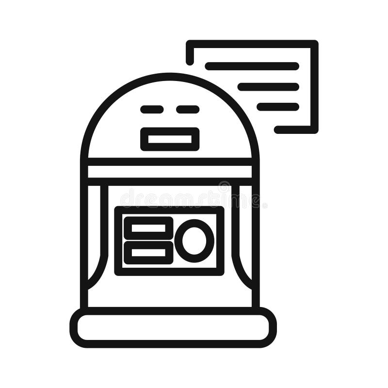 Personal Droid Black and White Icon Illustration Stock Vector ...