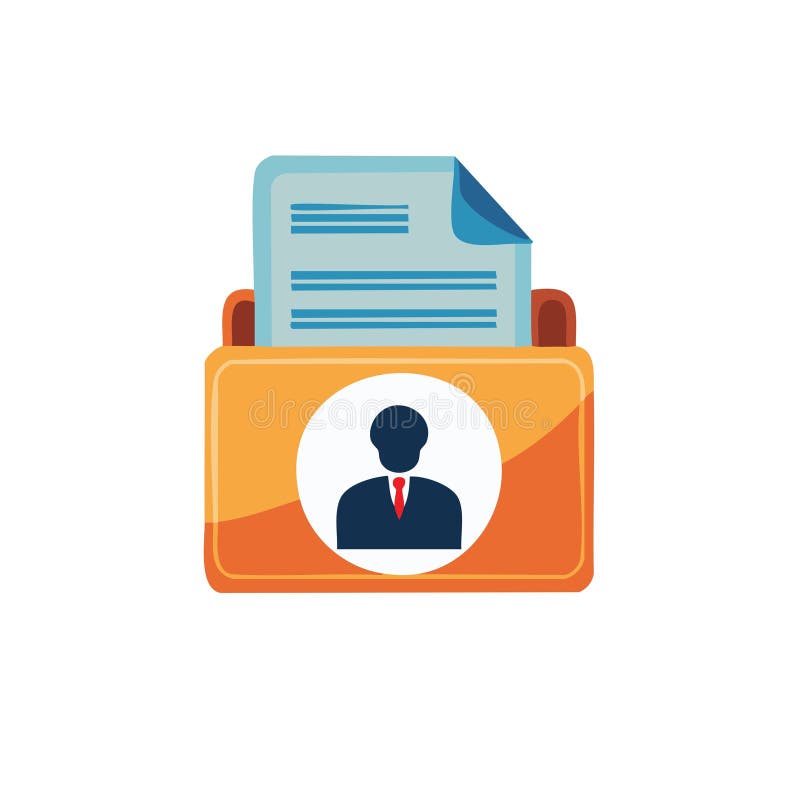 Personal File Folder with Documents and User Profile Icon for Resume or Employee Records Stock ...