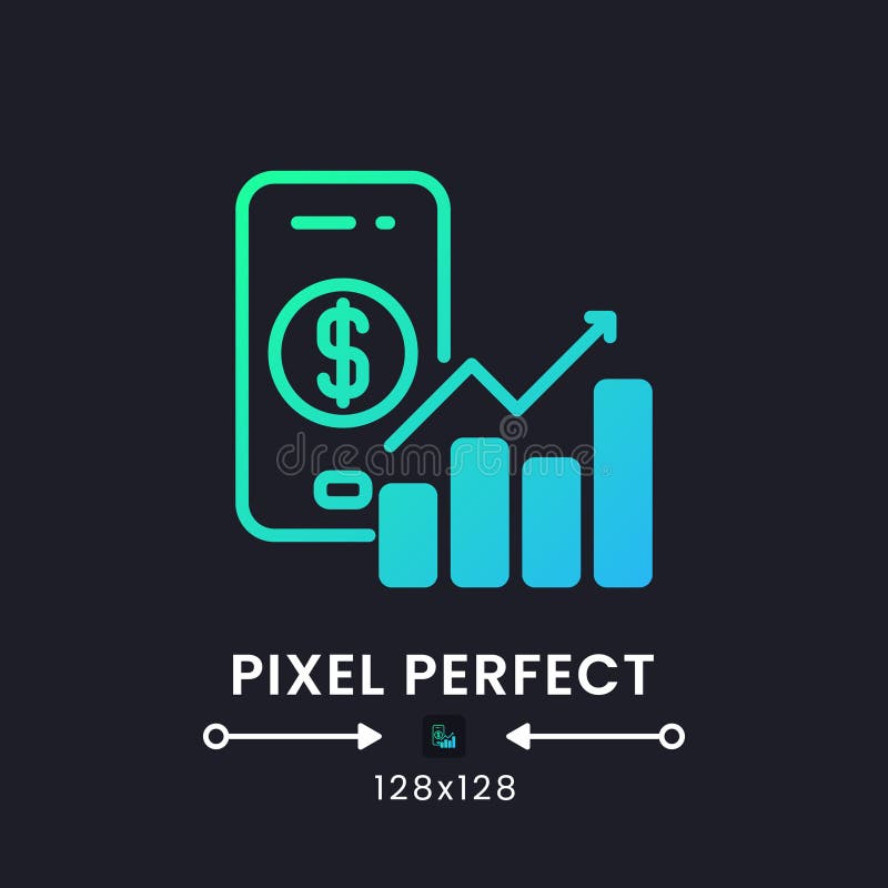 Personal Finance App Blue Solid Gradient Desktop Icon on Black Stock ...