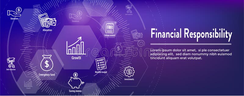 Personal Finance & Responsibility Icon Set - Web Header Banner Stock ...