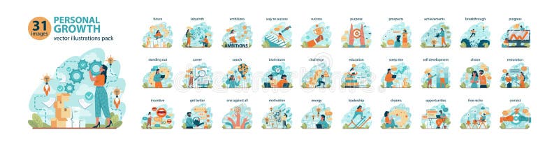 Personal Growth Big Set. Business Success or Personal Development Stock Photo - Image of achieve ...