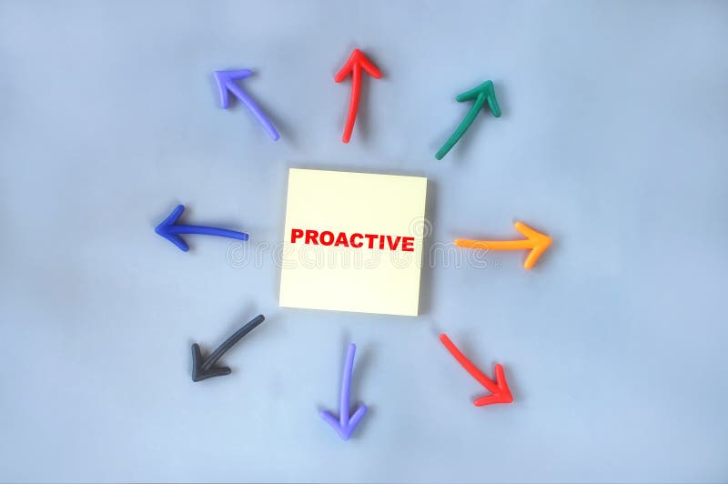 Proactive Written on Yellow Sticky Note with Colorful Arrow Stock Photo ...