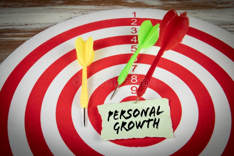 Personal Growth Concept. Red Target with Darts Stock Photo - Image of ...