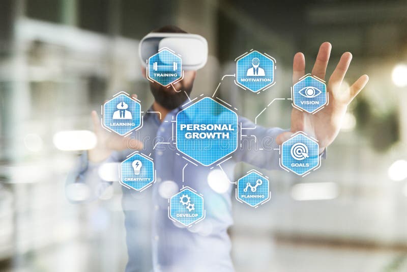 Personal Growth and Development Concept. Chart with Keywords and Icons ...