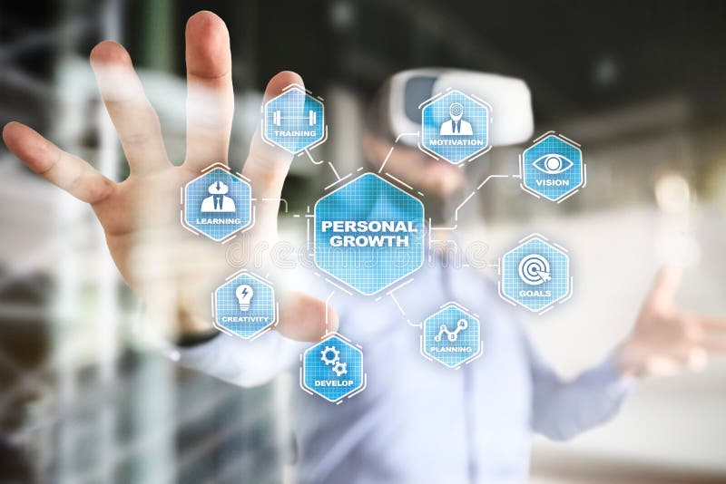 Personal Growth and Development Concept. Chart with Keywords and Icons ...