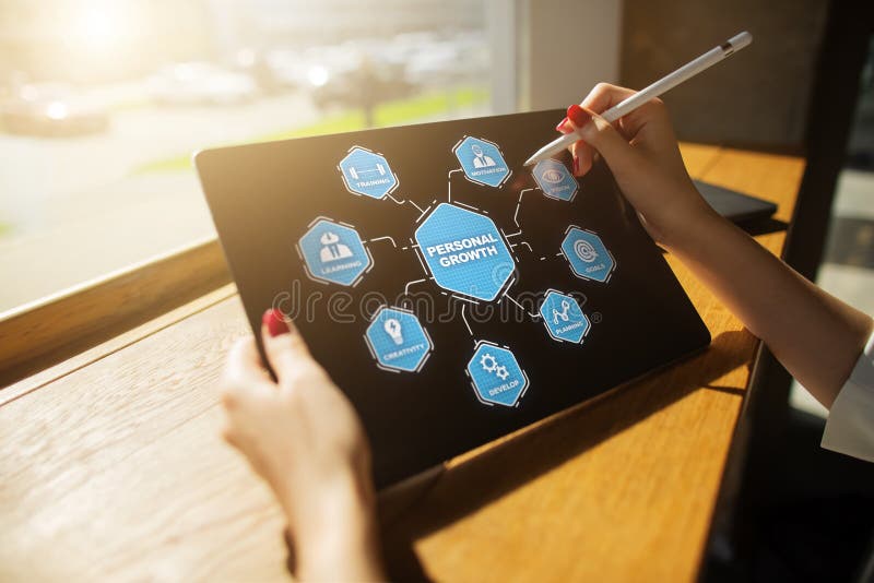 Personal Growth and Development Concept. Chart with Keywords and Icons ...