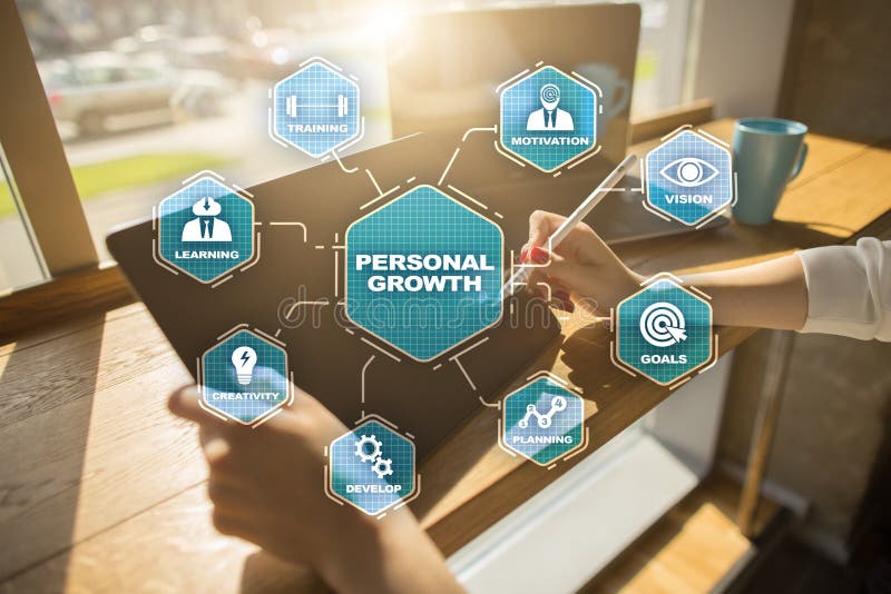 Personal Growth and Development Concept. Chart with Keywords and Icons ...