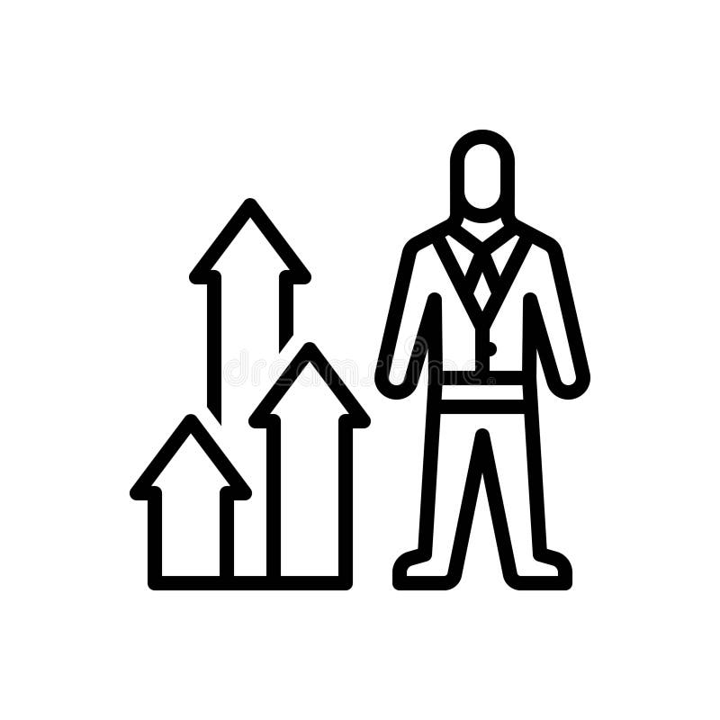 Black Line Icon for Personal Growth, Productivity and Increase Stock ...