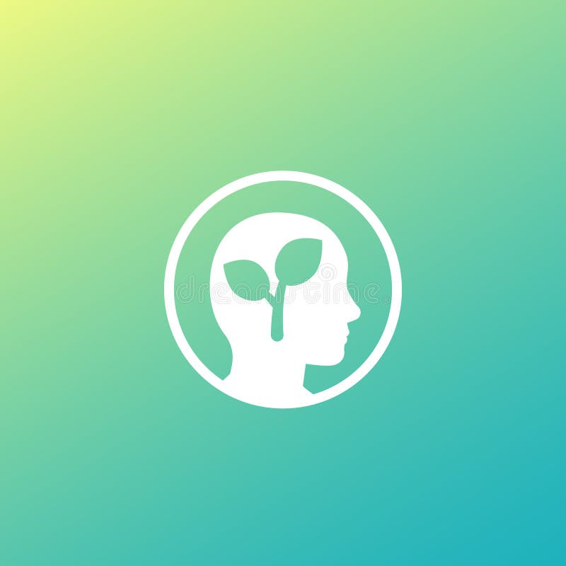 Personal Growth Icon with Head and Plant Stock Vector - Illustration of ...