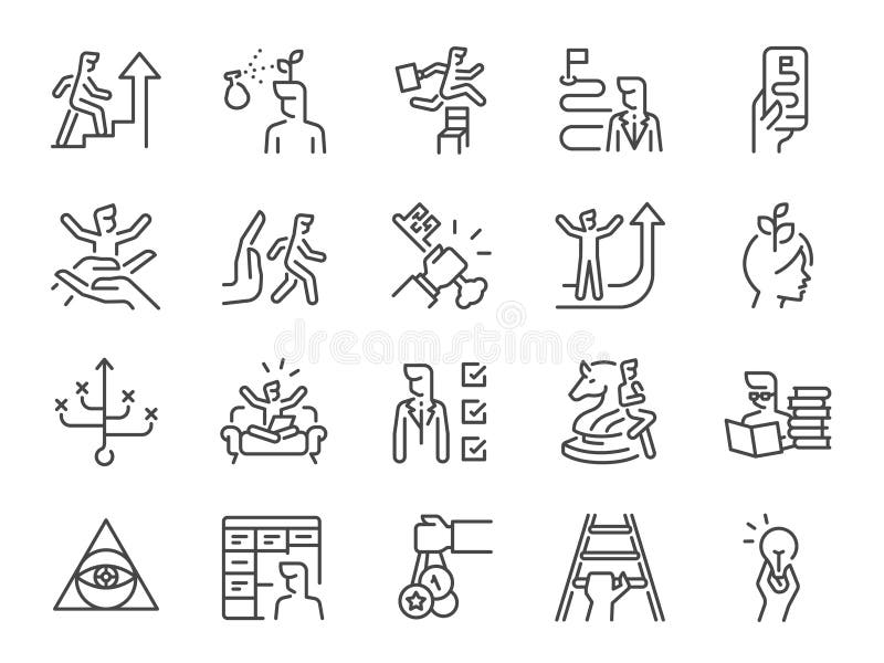 Personal Growth Icon Set. it Included Developing, Career Path, Goal ...