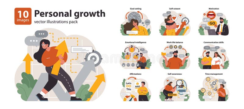 Personal Growth Set. Professional or Personal Development Stock Vector ...