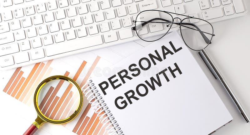 PERSONAL GROWTH Text Written on a Notebook with Keyboard, Chart,and ...