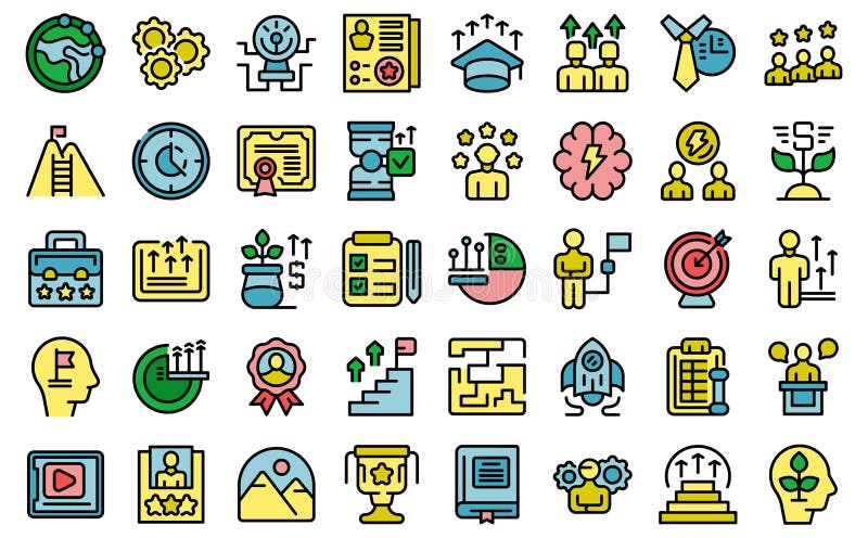 Personal Growth Training Icons Set Vector Flat Stock Vector ...