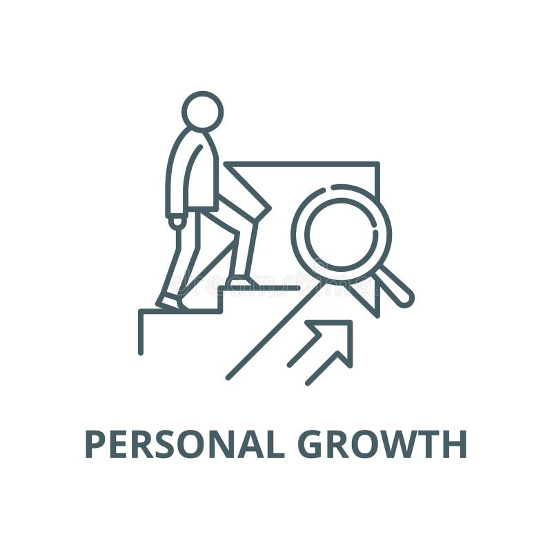 Personal Growth,man Stairs Up Vector Line Icon, Linear Concept, Outline ...