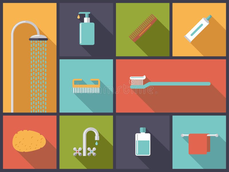Personal Hygiene Flat Design Icons Vector Illustration Stock Vector ...