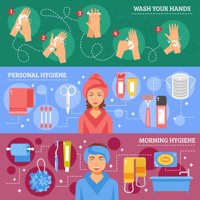 Personal Hygiene Flat Infographics Stock Vector - Illustration of ...