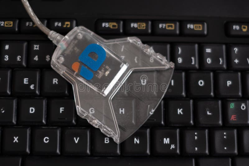 Personal Id Identity Authentication Card Reader on a Keyboard Stock ...
