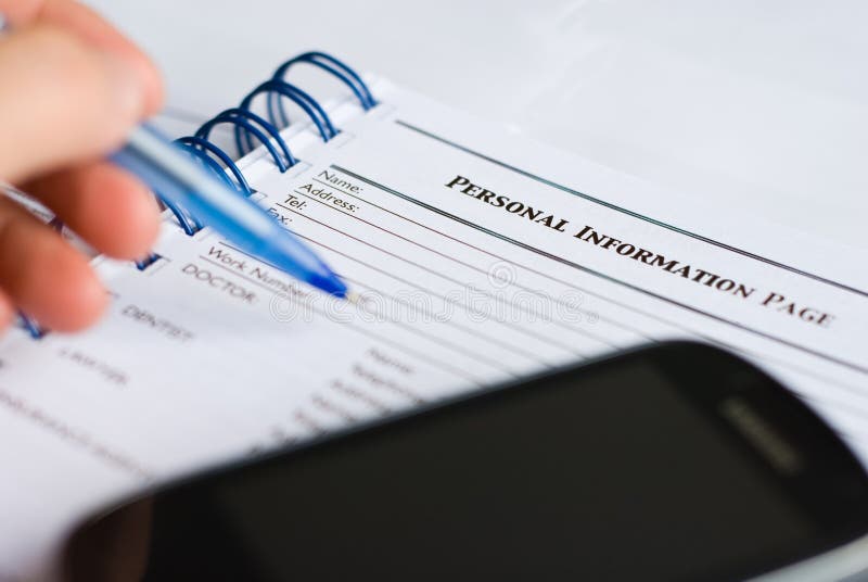 Personal information stock image. Image of business, closeup - 27590215