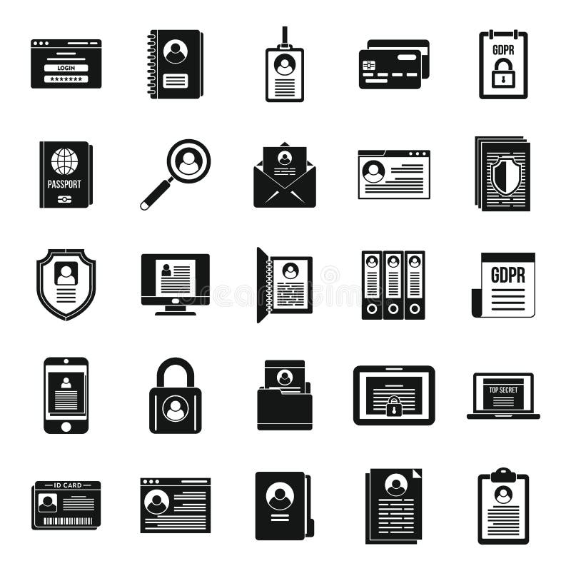 Personal Information Data Icons Set, Simple Style Stock Vector ...