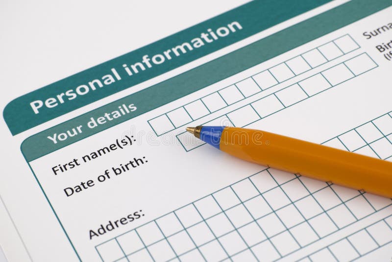 Personal information form stock image. Image of paper - 52017065