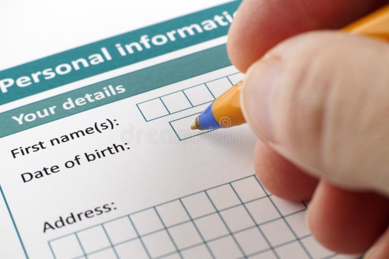 Personal information form stock image. Image of paper - 52017065