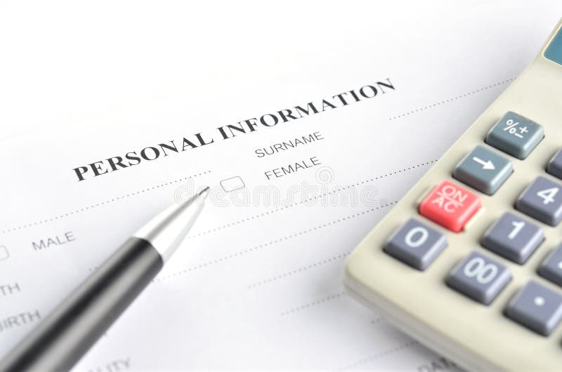Personal information form stock image. Image of information - 42652543
