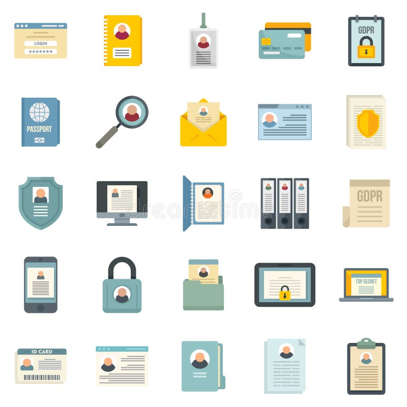 Personal Information Icons Set Flat Vector Isolated Stock Vector ...