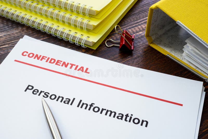Personal Information with Label Confidential on Top. Stock Photo ...