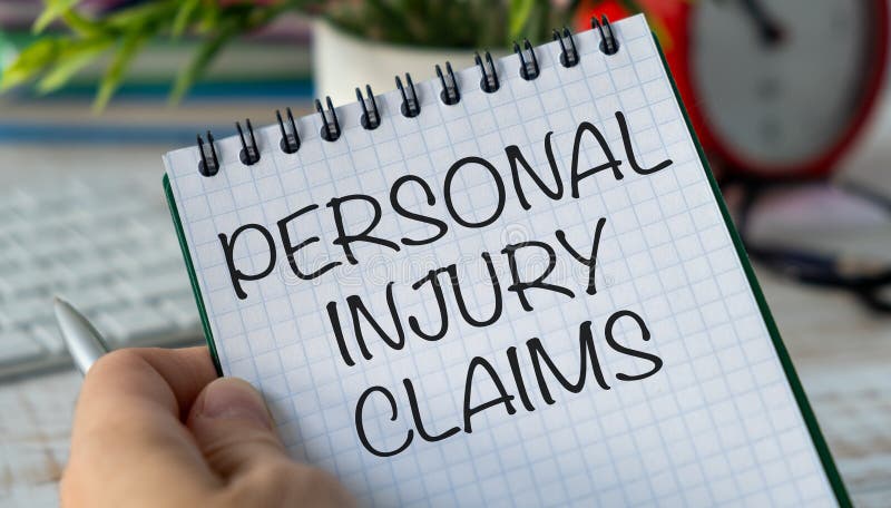 Personal Injury Claim Text on a Notepad Page. Envelope and Financial ...