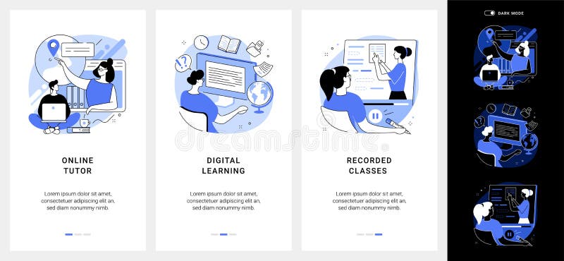 Personal Learning Mobile App UI Kit. Stock Vector - Illustration of ...