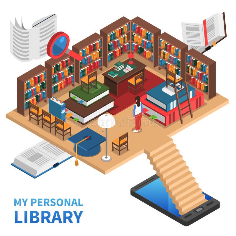 Personal Library Concept Illustration Stock Vector - Illustration of ...