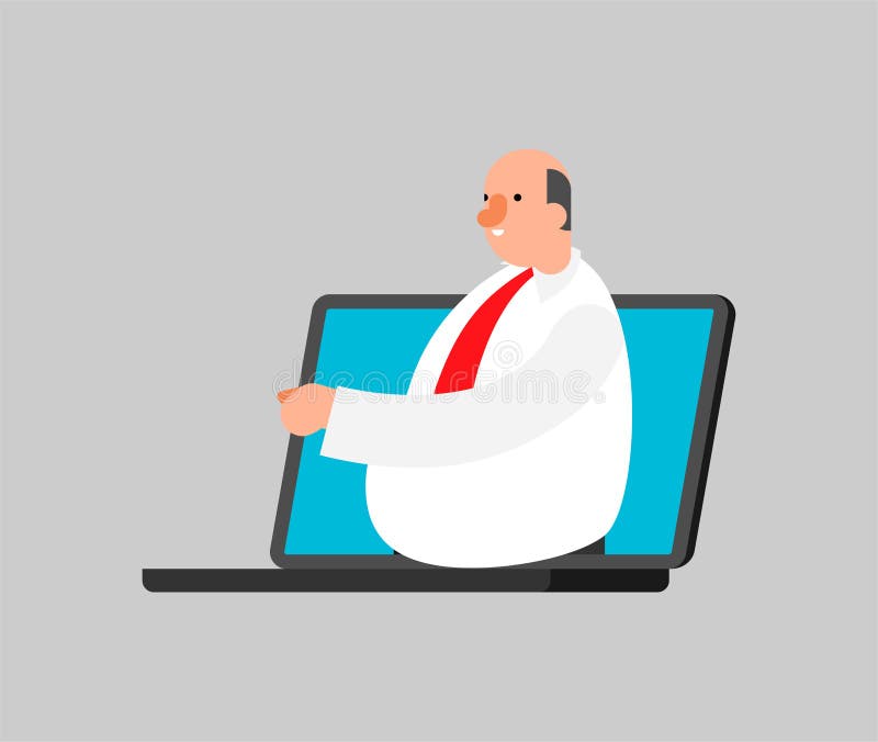 Personal Manager in Laptop. Customer Service in PC Stock Vector ...