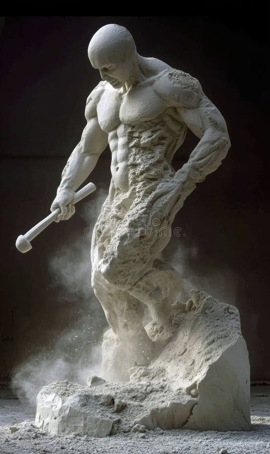 Personal Mastery: Human Sculpture Emerging from Stone, Illustrating ...