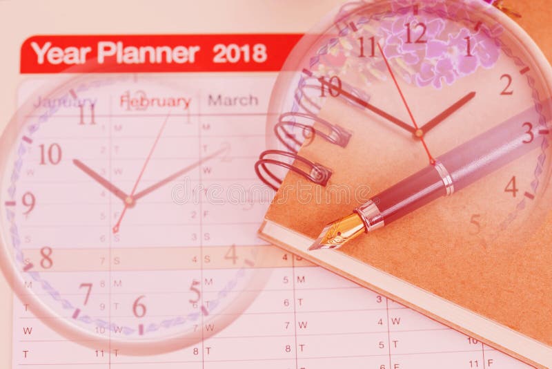 Personal Organizer or Planner with Fountain Pen Stock Illustration ...