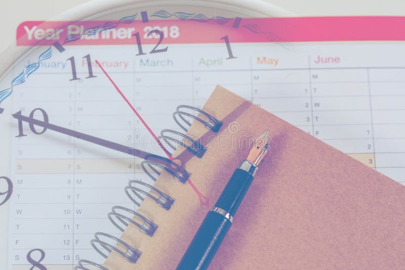 Personal Organizer or Planner with Fountain Pen Stock Illustration ...