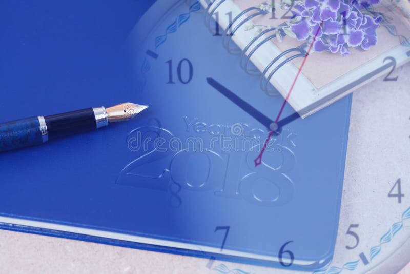 Personal Organizer or Planner with Fountain Pen Stock Illustration ...