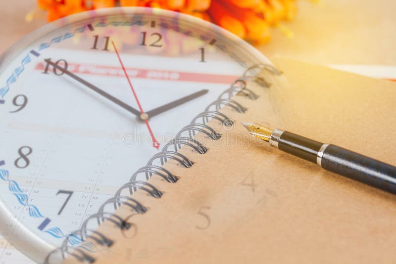 Personal Organizer or Planner with Fountain Pen Stock Image - Image of ...