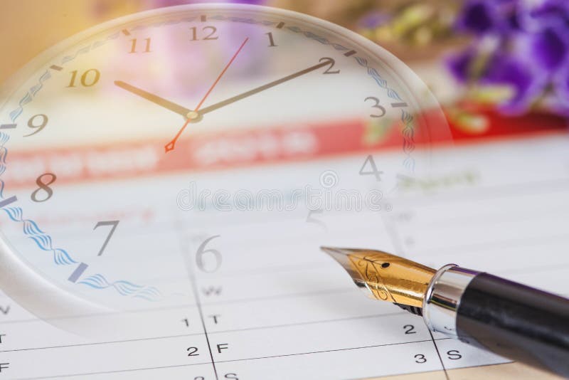 Personal Organizer or Planner with Fountain Pen Stock Photo - Image of ...