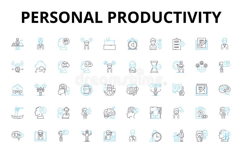 Personal Productivity Linear Icons Set. Focus, Efficiency, Time ...