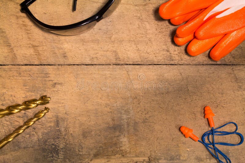 Personal Protection Equipment with Drill Bits Stock Image - Image of ...