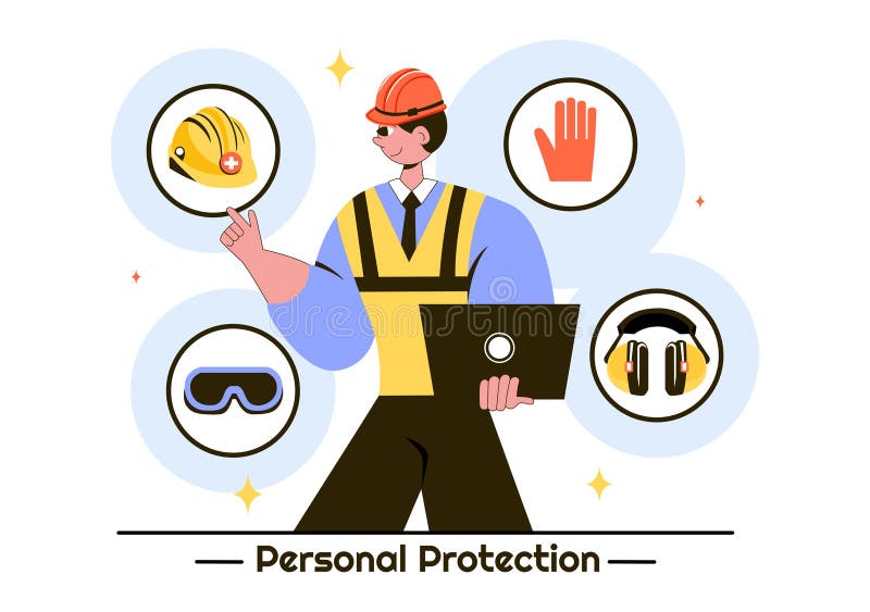 Personal Protection Vector Illustration Featuring Safety Equipment with ...