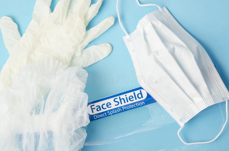 Personal Protective Equipment : PPE. Disposable Face Mask, Face Shield ...