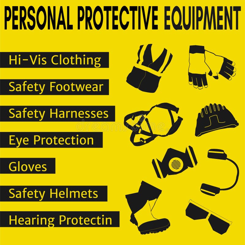 Personal Protective Equipment Vector Warn Signs Set Stock Vector ...