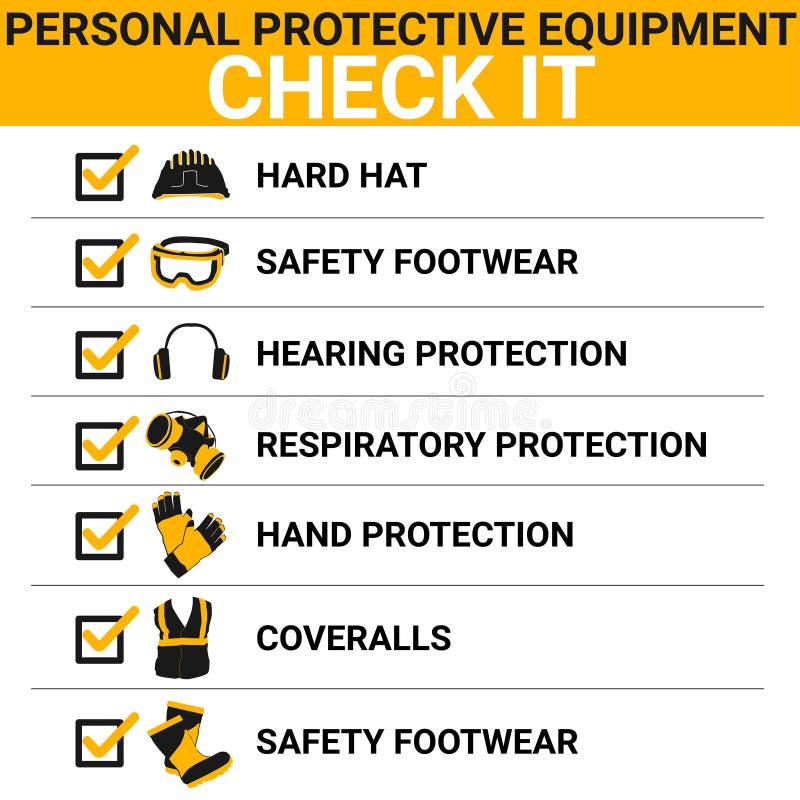 Personal Protective Equipment Vector Warn Signs Set Stock Vector ...