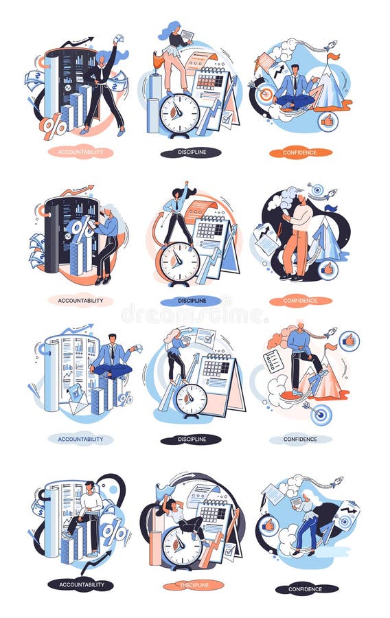 Personal Quality Concept Vector Illustrations Set. Confidence ...