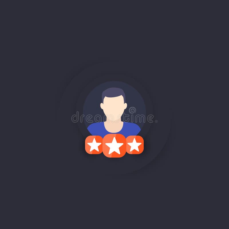 Personal Rating and Customer Satisfaction Icon. Person with Three Stars ...