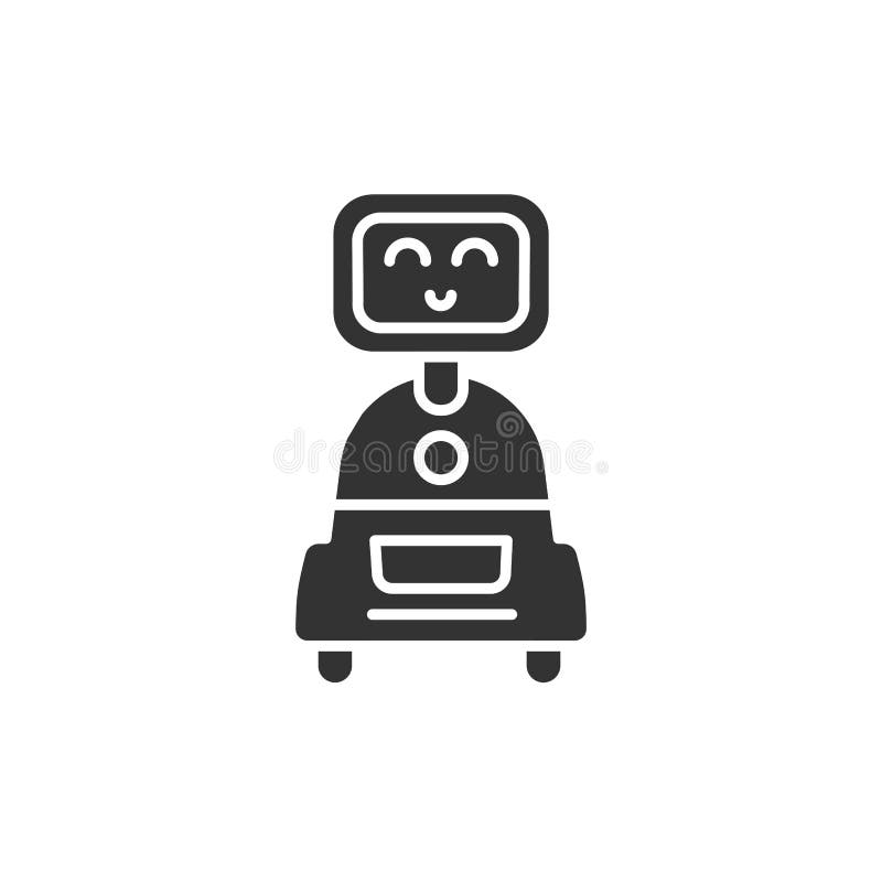 Personal Robot Black Glyph Icon. Cute Smiling Robot. Innovation in ...