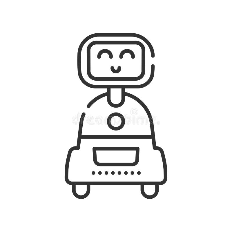 Personal Robot Black Glyph Icon. Cute Smiling Robot. Innovation in ...
