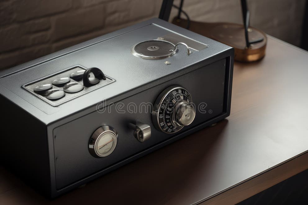 Personal Safe Deposit Box, with Combination Lock and Key Visible Stock ...