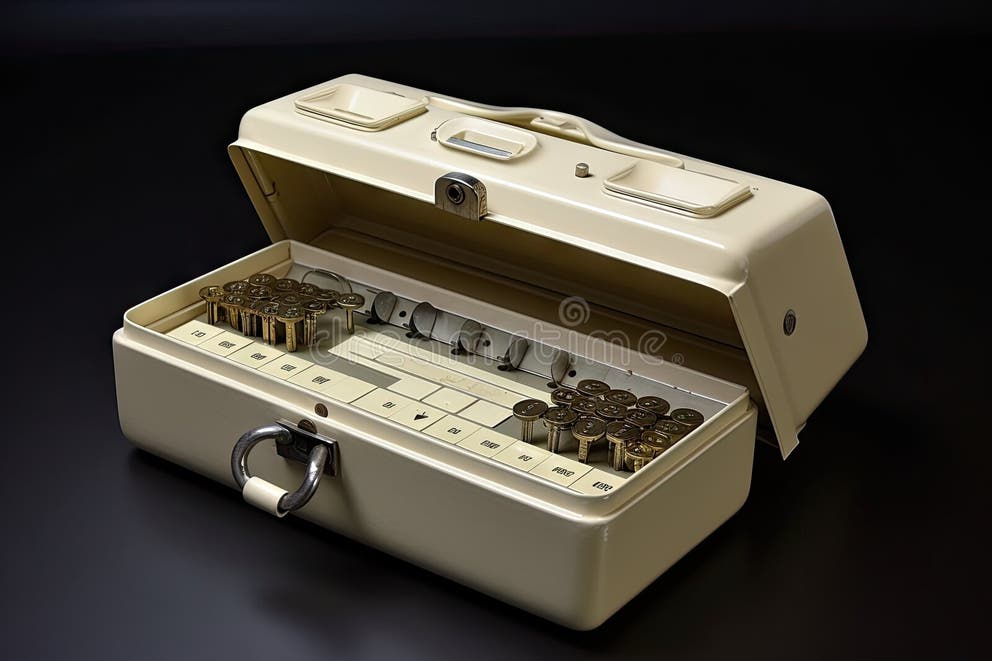 Personal Safe Deposit Box, with Combination Lock and Key Visible Stock ...
